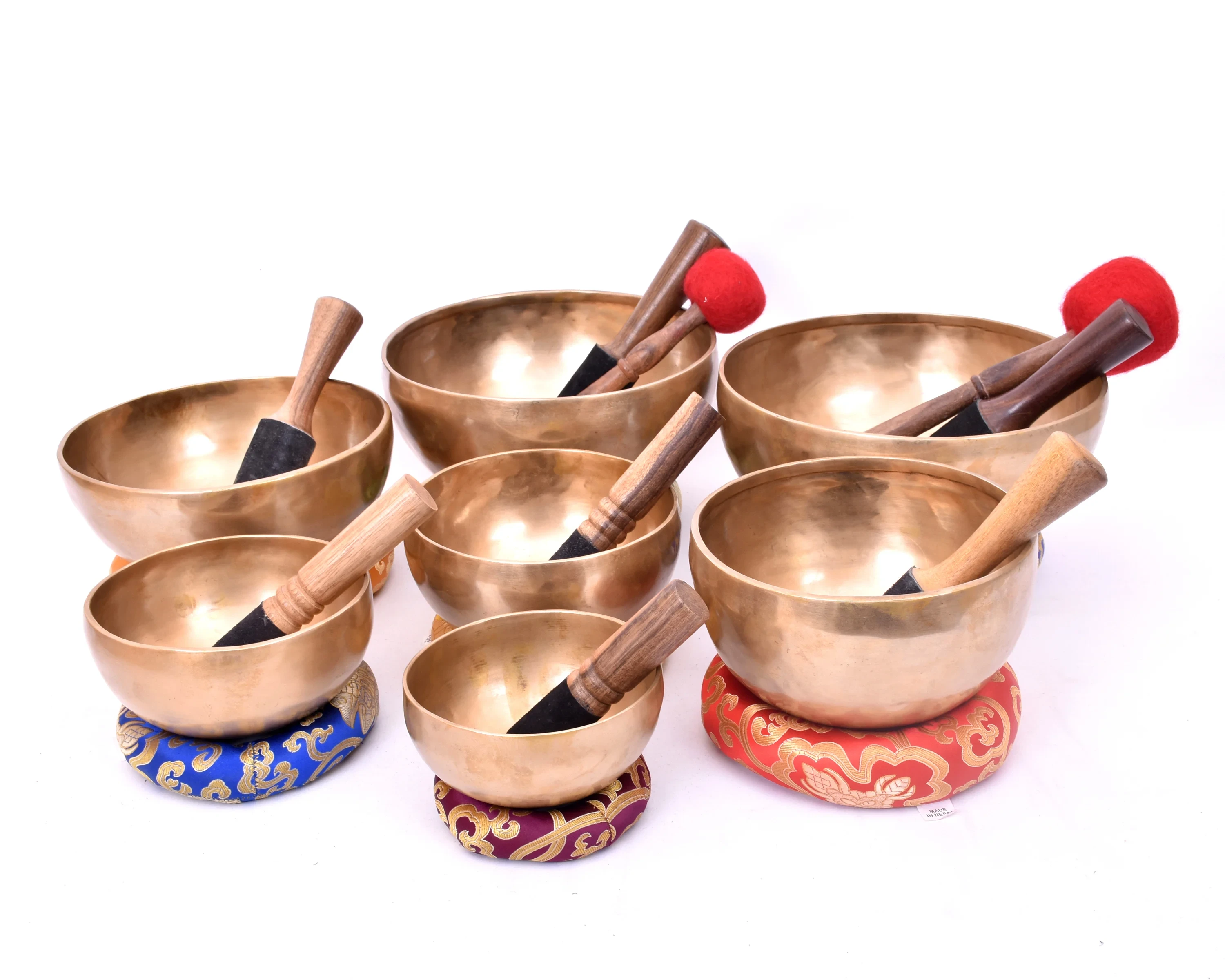 4 inch to 8 Inches Seven Chakra Healing Tibetan Singing Bowl set of 7 ...